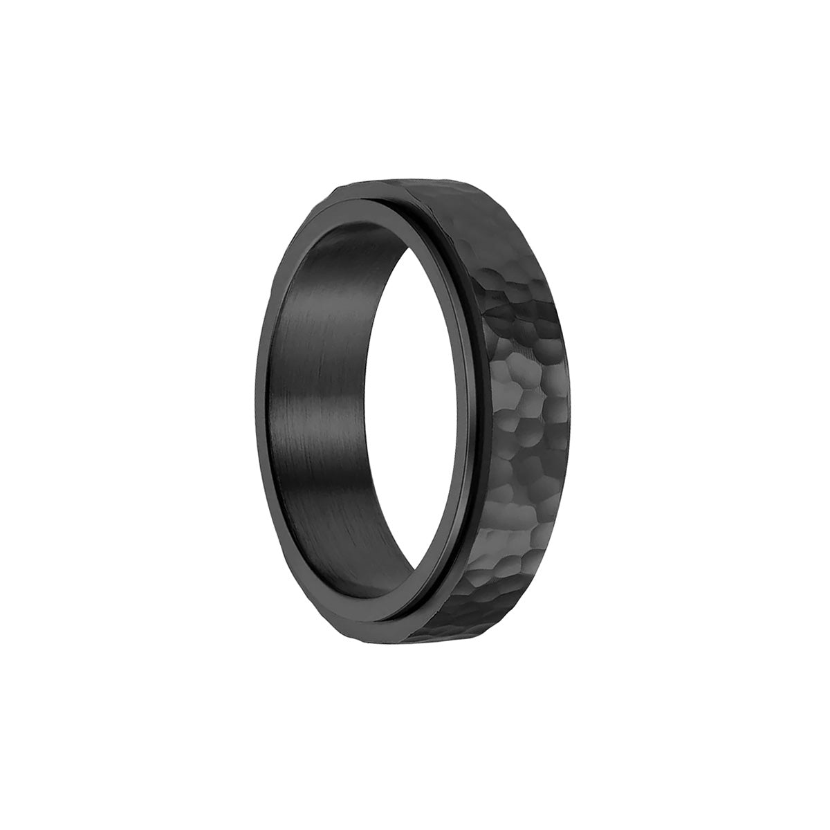 Stressisormus - Musta teräksinen sormus taottupinta 16,99€ | Ninja.fi
